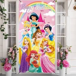 Disney | Party Supplies | X Polyester Disney Princess Happy Birthday ...